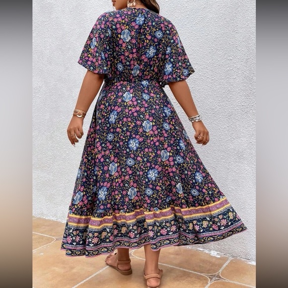 Dresses | Plus Size Boho Floral Print Butterfly Sleeve Dress | Poshmark